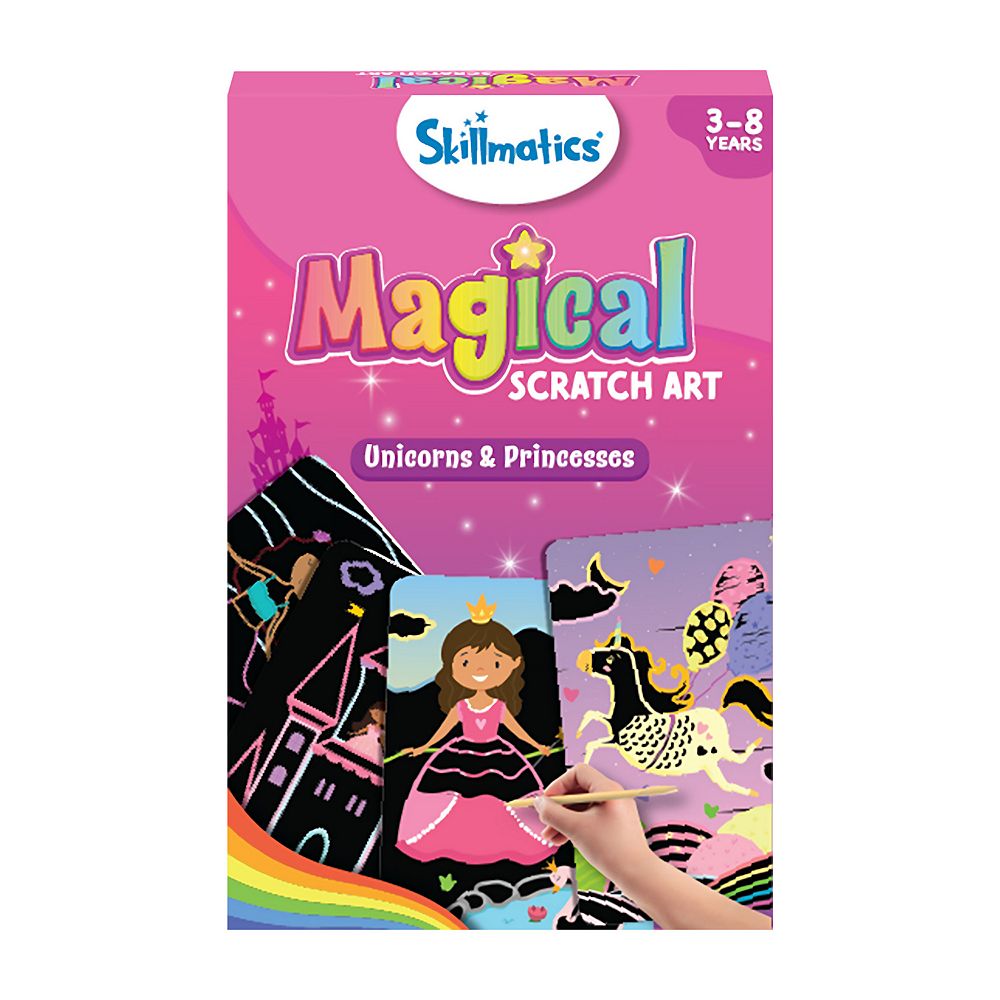Skillmatics Unicorns & Princesses Magical Mini Scratch Art Kit