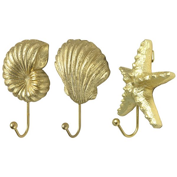 Seashell Wall Hooks 3-piece Set