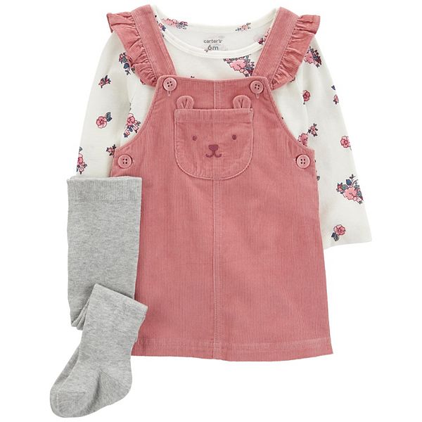 Baby Girl Carter's 3-pc. Floral Long-Sleeve Tee & Jumper Set
