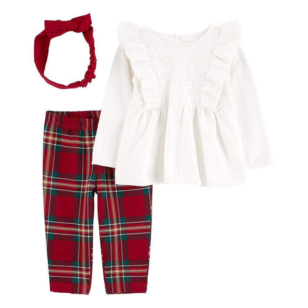 Baby Girl Carter's 3-Piece Holiday Top, Pants & Headband Set