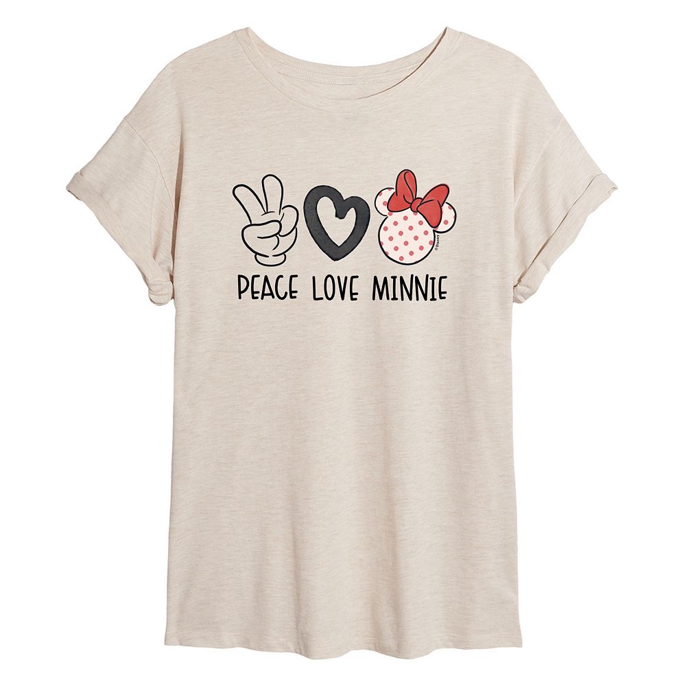 Disney's Minnie Mouse Juniors' Peace Love Oversized Tee