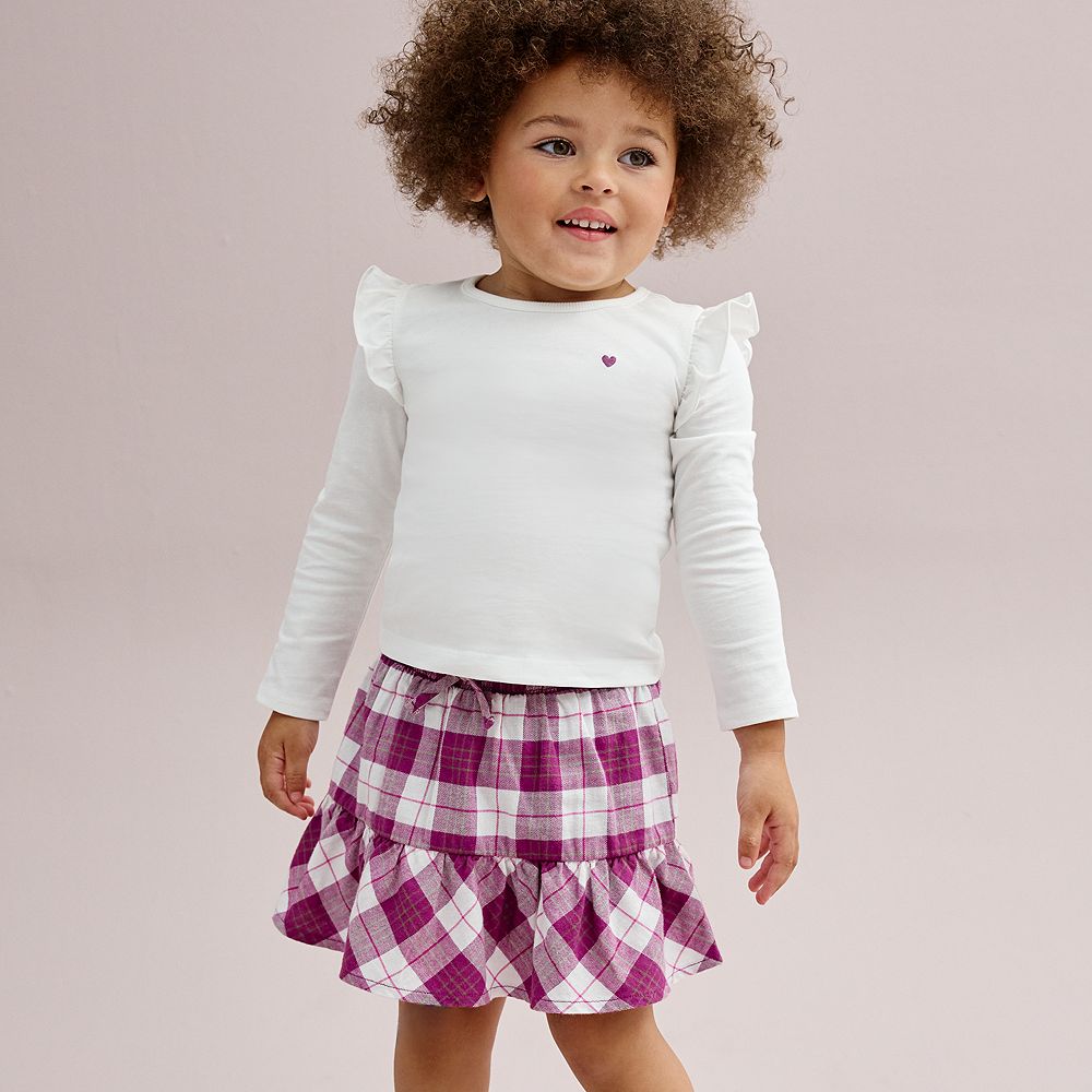 Toddler Girl Carter's 2-Piece Flutter Top and Plaid Skort Set