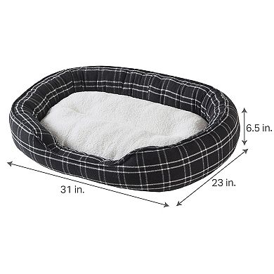 Friends Forever Oval Cuddler Plaid Bolster Dog Bed