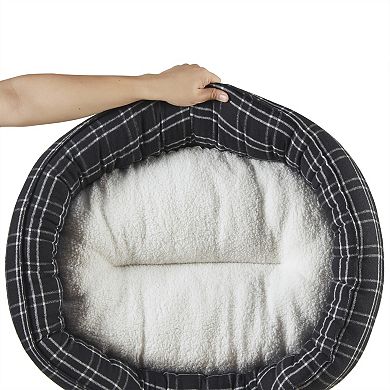 Friends Forever Oval Cuddler Plaid Bolster Dog Bed