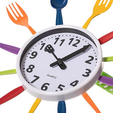 Decorative 3D Cutlery Utensil Spoon and Fork Wall Clock for Kitchen ...
