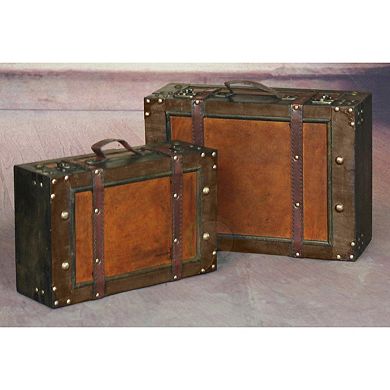 Wooden Vintage Luggage Trunks - Antique Carry On Suitcase Storage Box ...