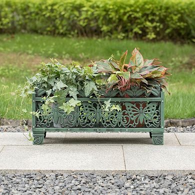 Outdoor Living Butterfly Rectangle Plant Stand, Flower Planting Pot