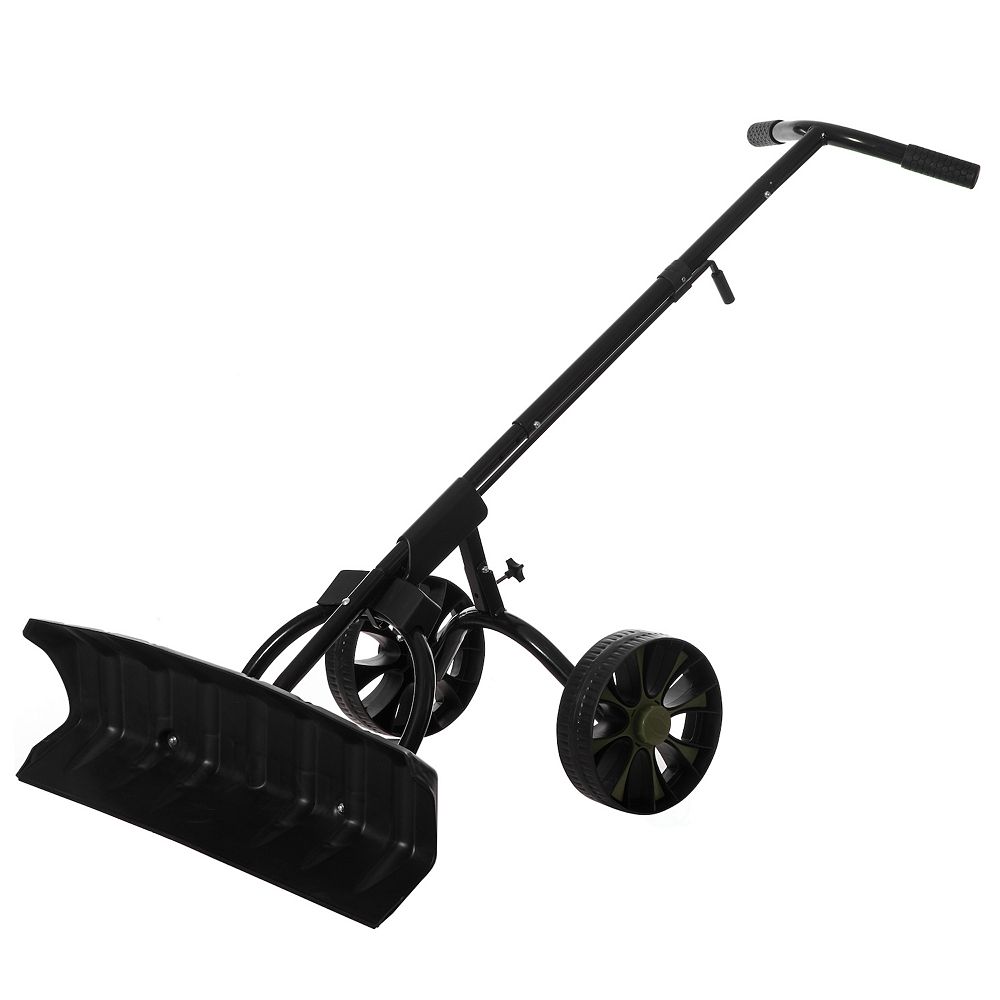 Extra Wide 36 in. Snow Shovel Plow Pusher Remover with Large Rugged Wheels