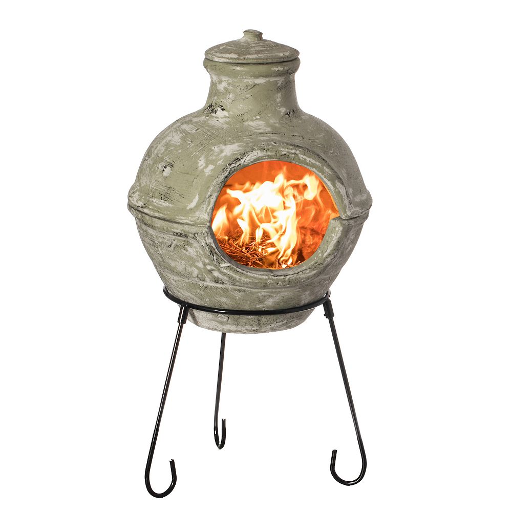 Beige Outdoor Clay Chiminea Barbecue Firepit Accent Design Charcoal ...