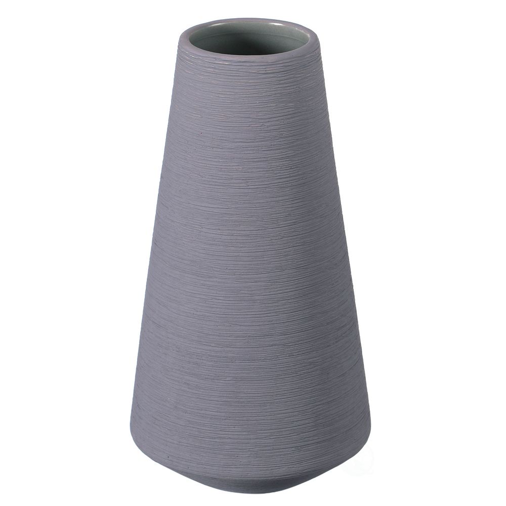 Decorative Ceramic Round Cone Shape Centerpiece Table Vase Gray