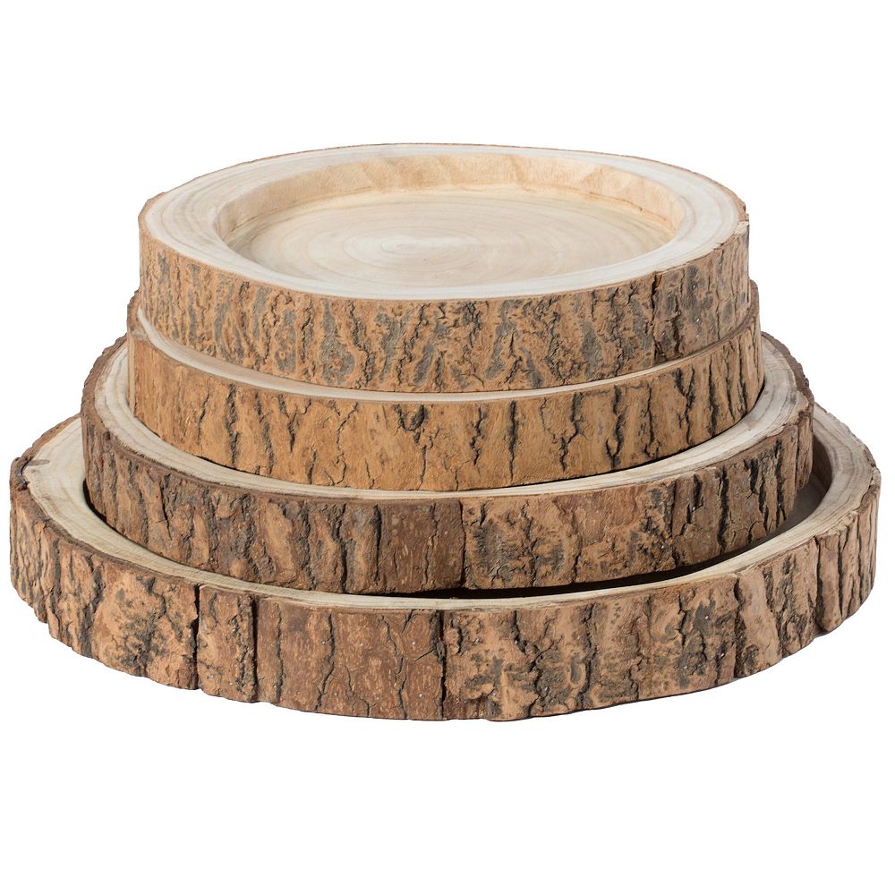 Wood Tree Bark Indented Display Tray Serving Plate Platter Charger ...