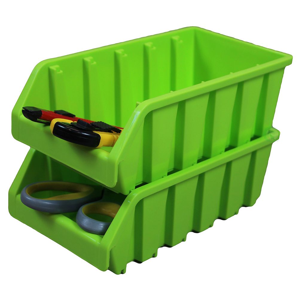 Set Of 2 Plastic Storage Stacking Bins