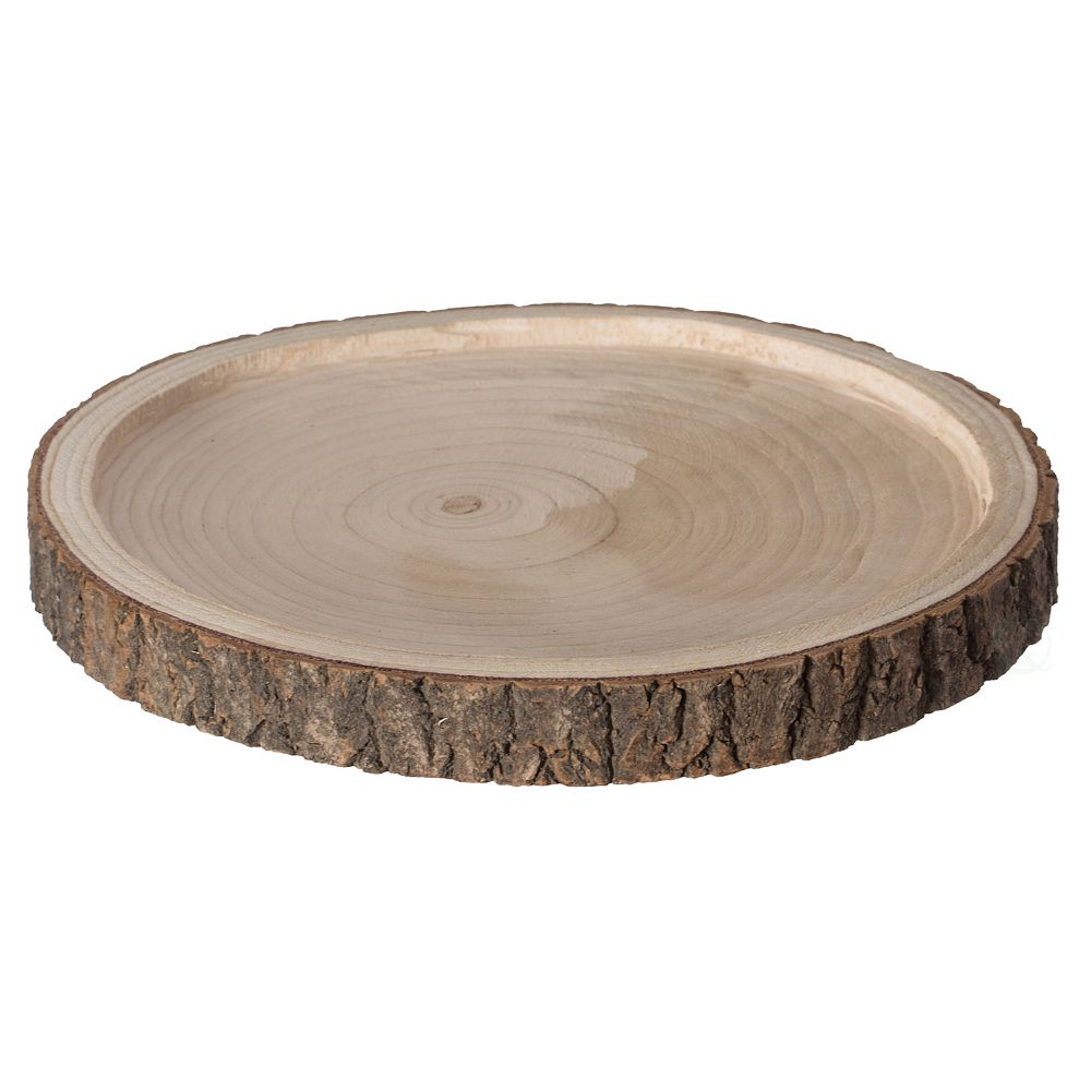 Natural Wooden Bark Round Slice 12-inch Tray, Rustic Table Charger ...