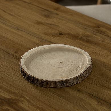 Natural Wooden Bark Round Slice 12-inch Tray, Rustic Table Charger ...
