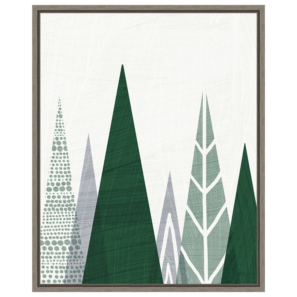 Geometric Forest Ii Green Gray By Michael Mullan Framed Canvas Wall Art ...