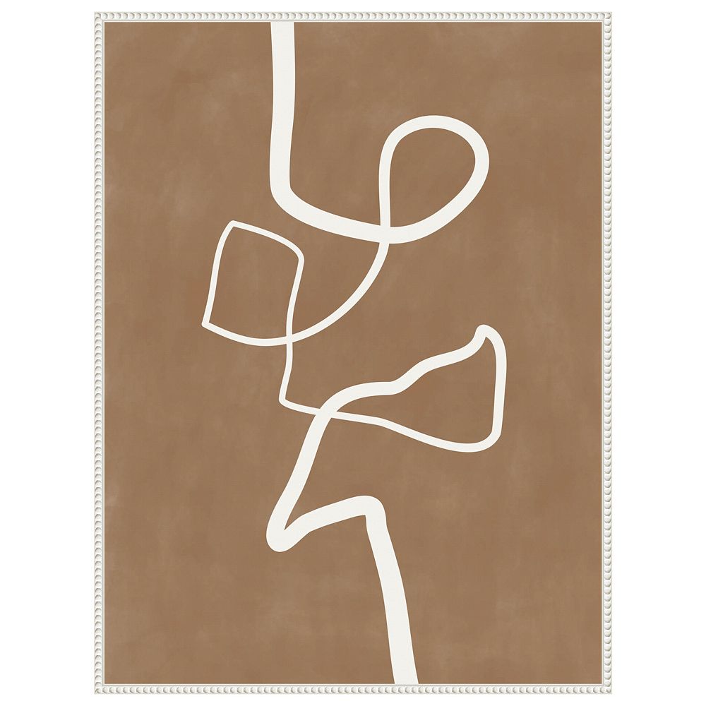 Brown Single Line Artwork By Elena Ristova Framed Canvas Wall Art Print