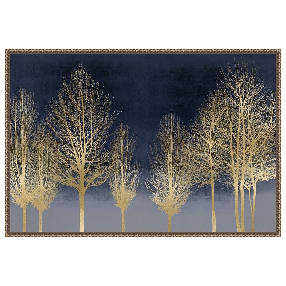 Gold Forest On Blue By Kate Bennett Framed Canvas Wall Art Print