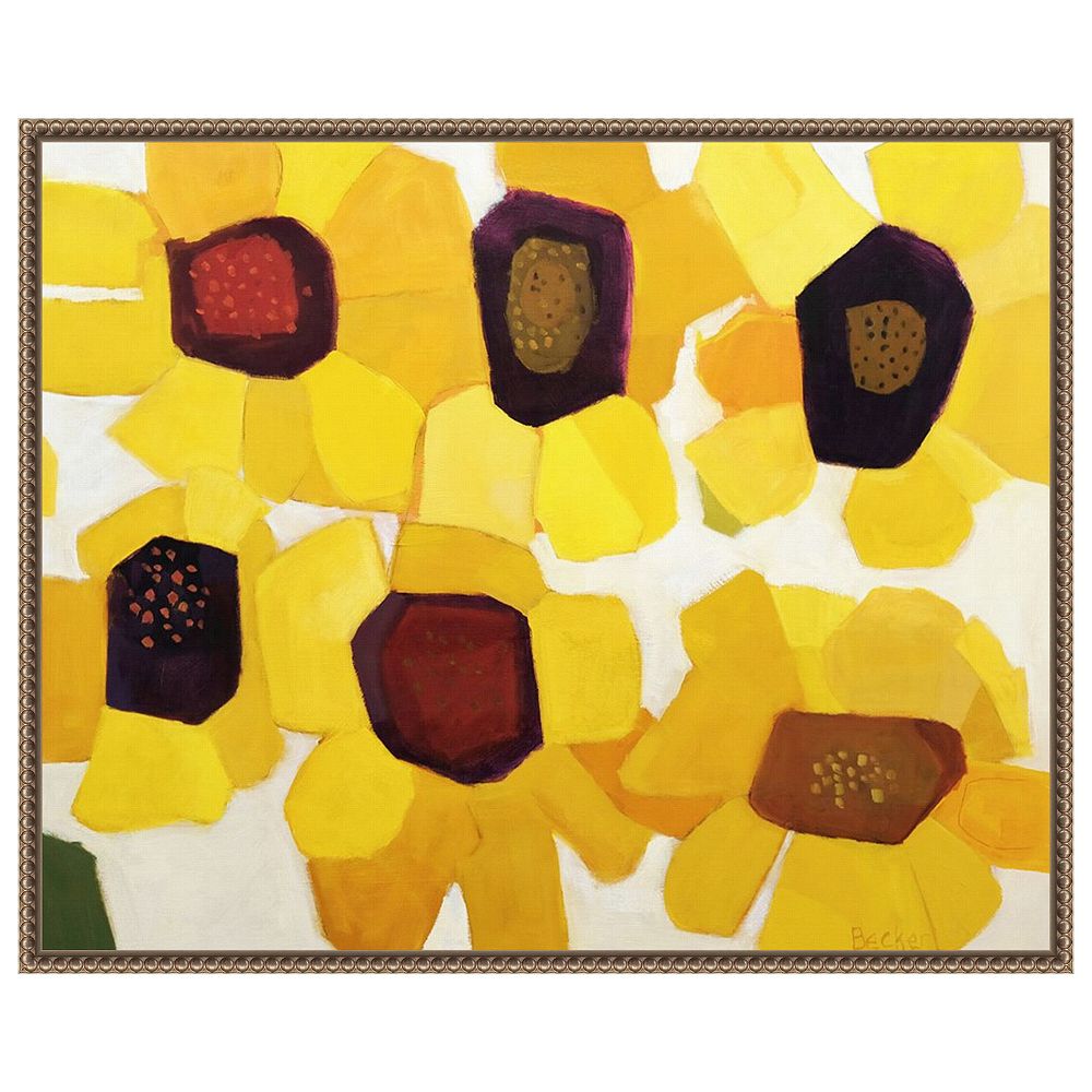 Six Sunflowers By Anne Becker Framed Canvas Wall Art Print