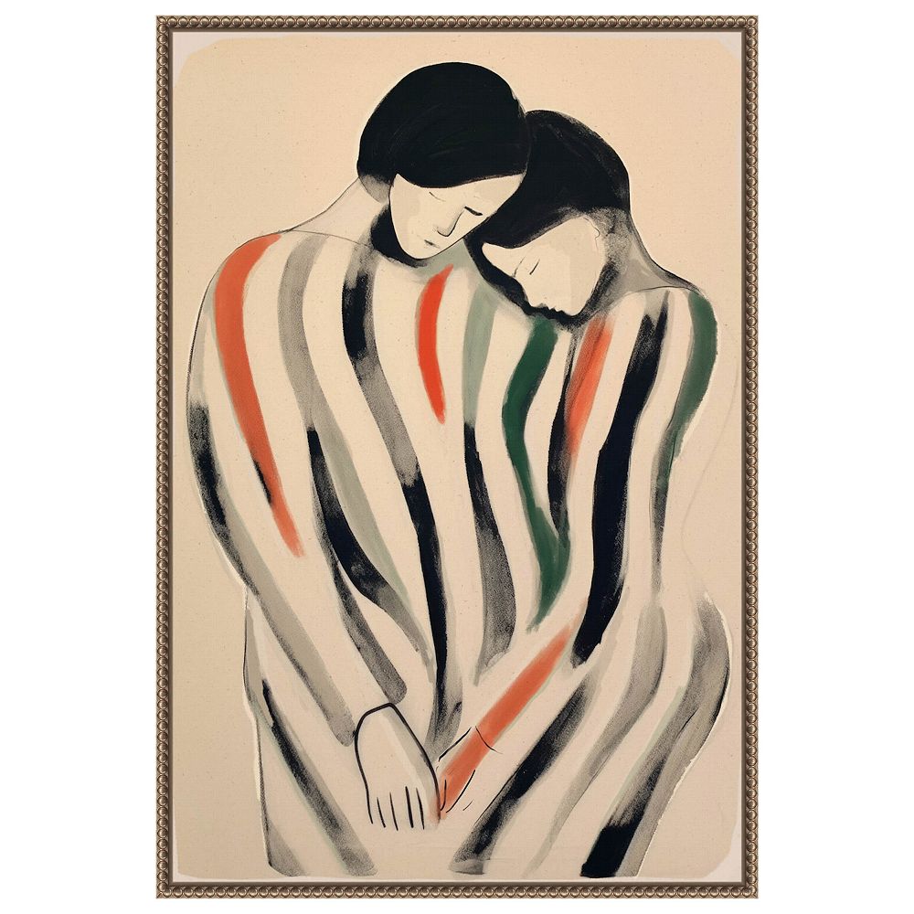 Intimate Embrace Man And Woman By Treechild Framed Canvas Wall Art Print