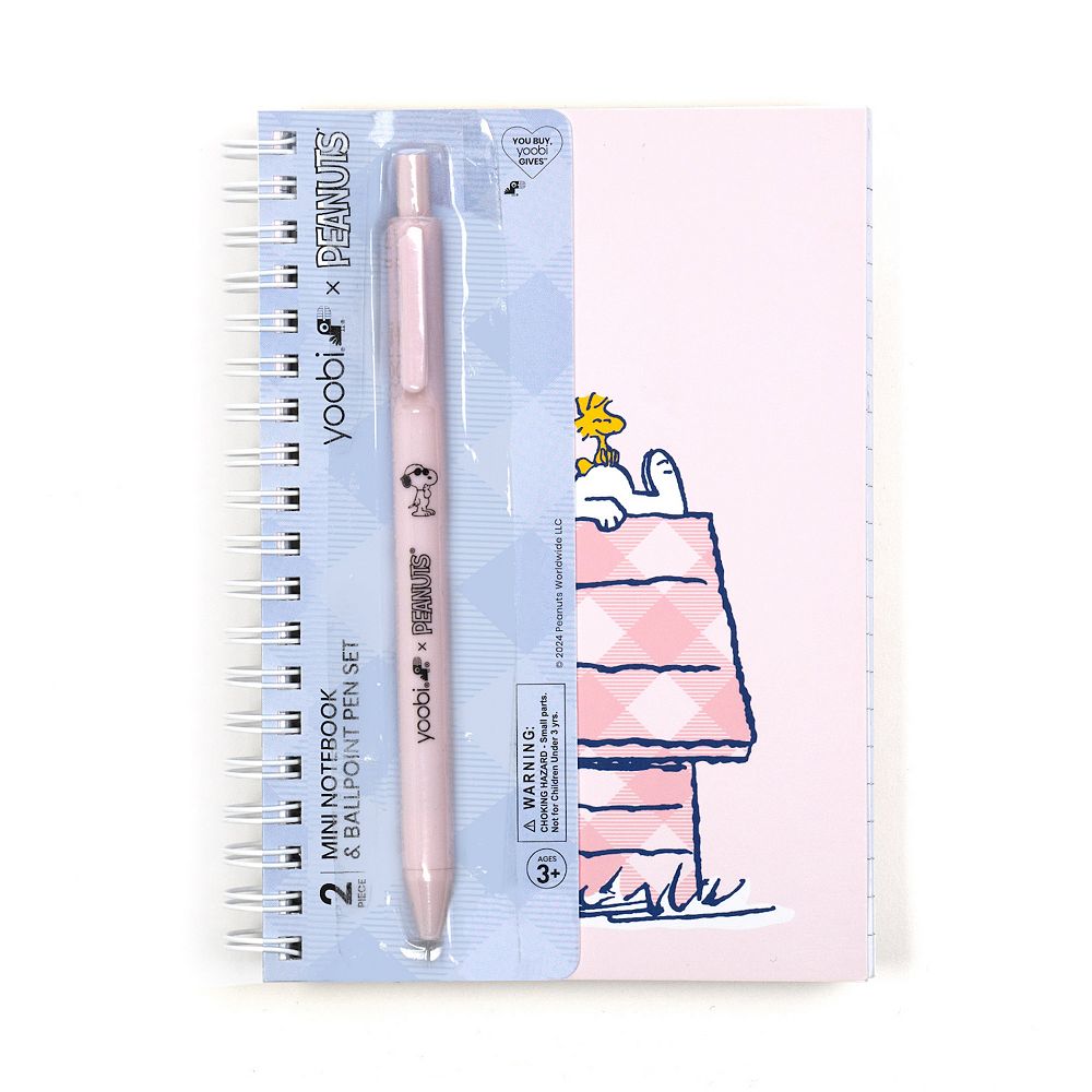 Yoobi Pink Mini Snoopy Doghouse Spiral Notebook With Pen