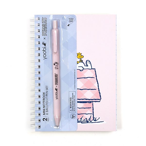 Yoobi Pink Mini Snoopy Doghouse Spiral Notebook With Pen