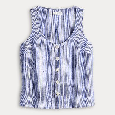 Women's Sonoma Goods For Life® Breezy Linen Button-Down Tank Top