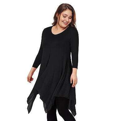 Plus Size Tunic Tops Casual V Neck Tunic Asymmetrical Blouses Plus Size ...