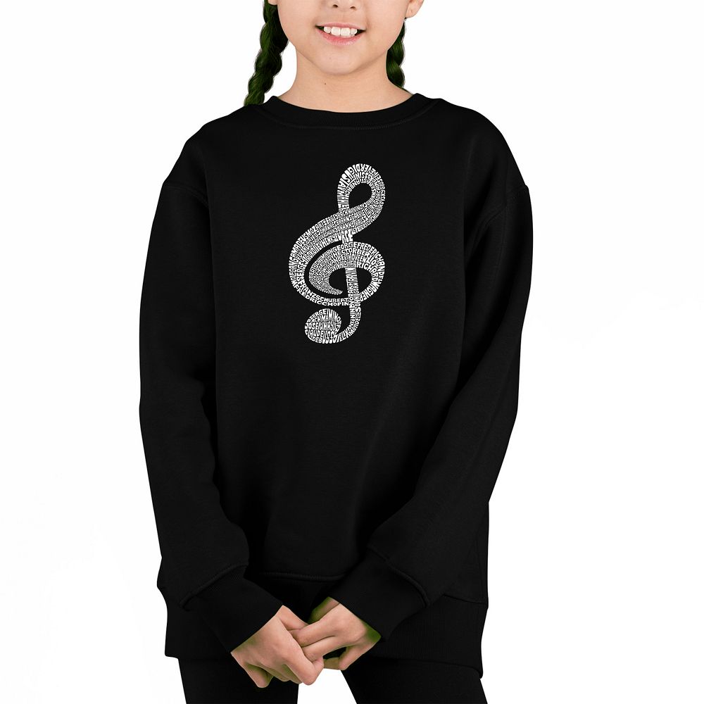 Music Note - Girl's Word Art Crewneck Sweatshirt