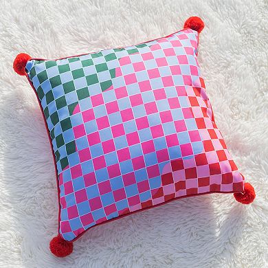 Packed Party Checkered Print Desk Pillow