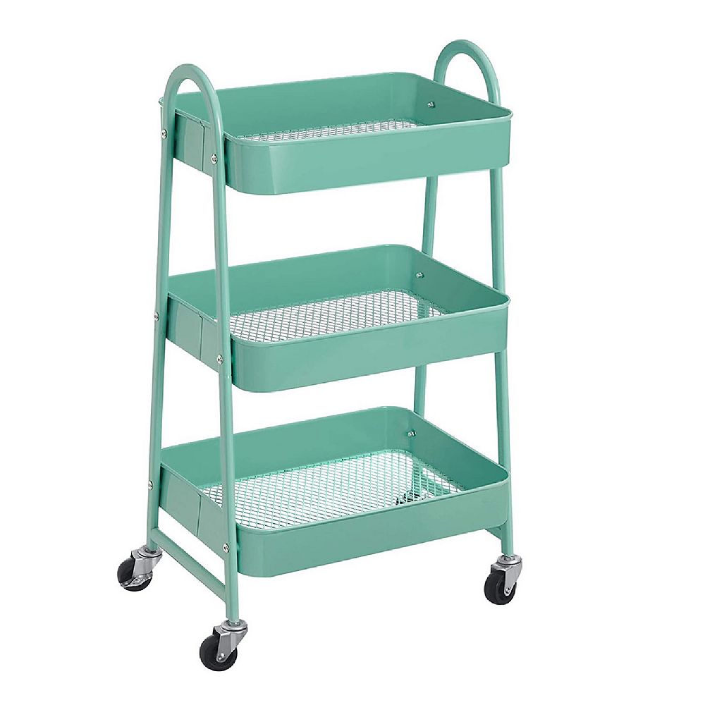 3-tier Rolling Cart, Kitchen Storage Trolley With 2 Brakes And Handles ...