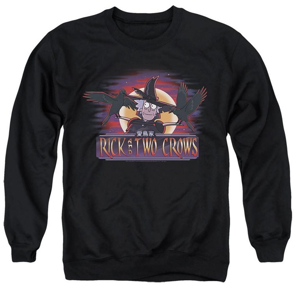 Rick And Morty Rick And Two Crows Adult Crewneck Sweatshirt