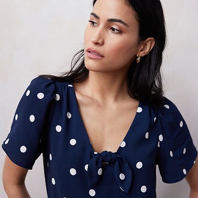 Women's LC Lauren Conrad Woven Tie Front V-Neck Tee