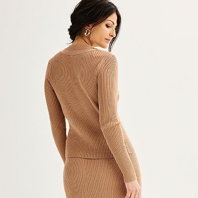 Women's Rachel Roy Cutout Detail Ribbed Cardigan Sweater