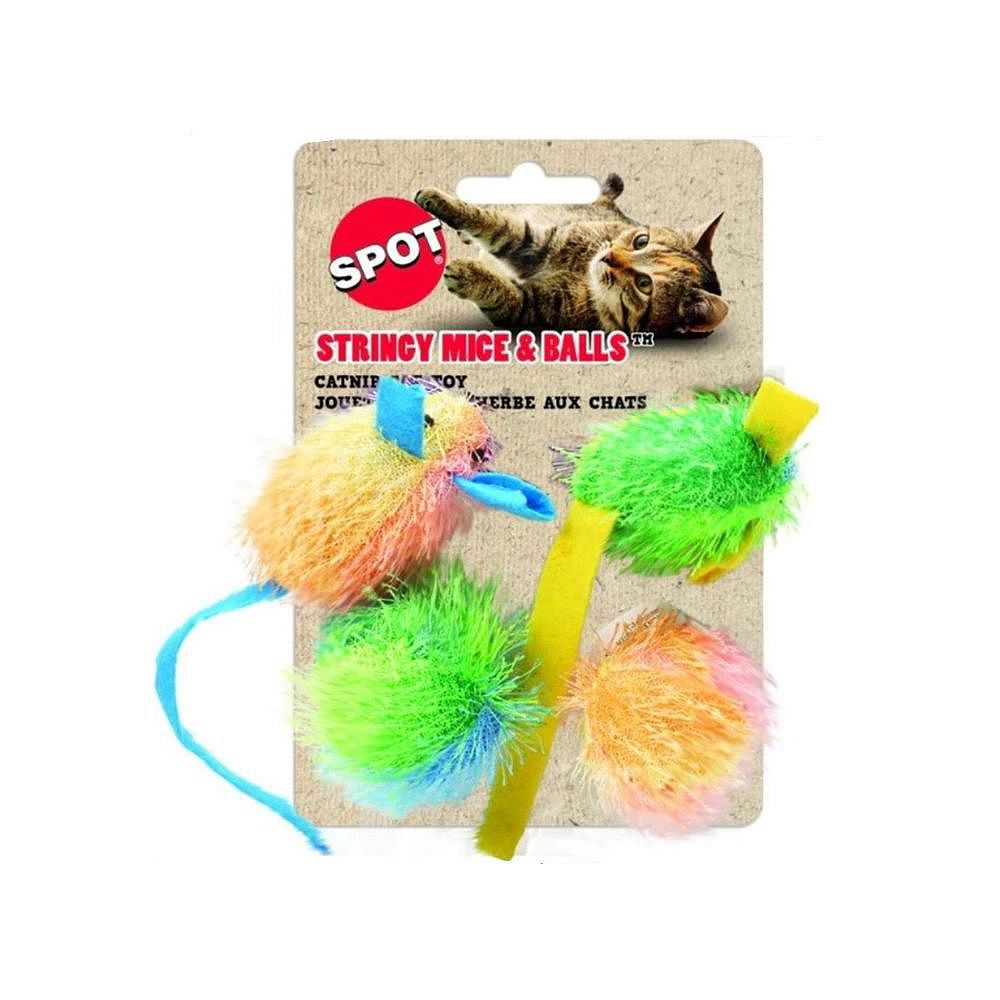 Spot Spotnips Stringy Mice & Balls Catnip Toy - 4 Pack