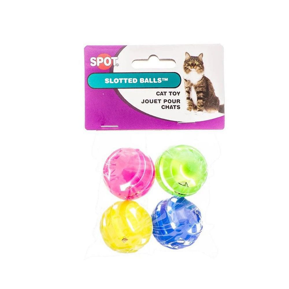 Spot Slotted Balls With Bells Inside Cat Toys - 4 Pack