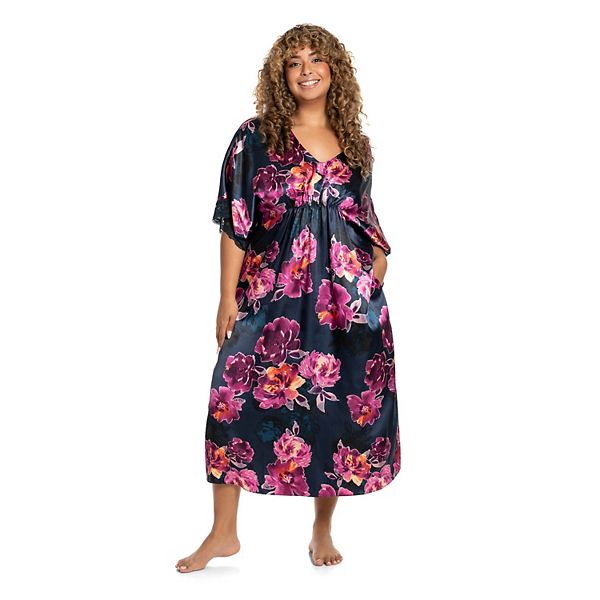 Plus Size Lilac+London Print Satin Caftan