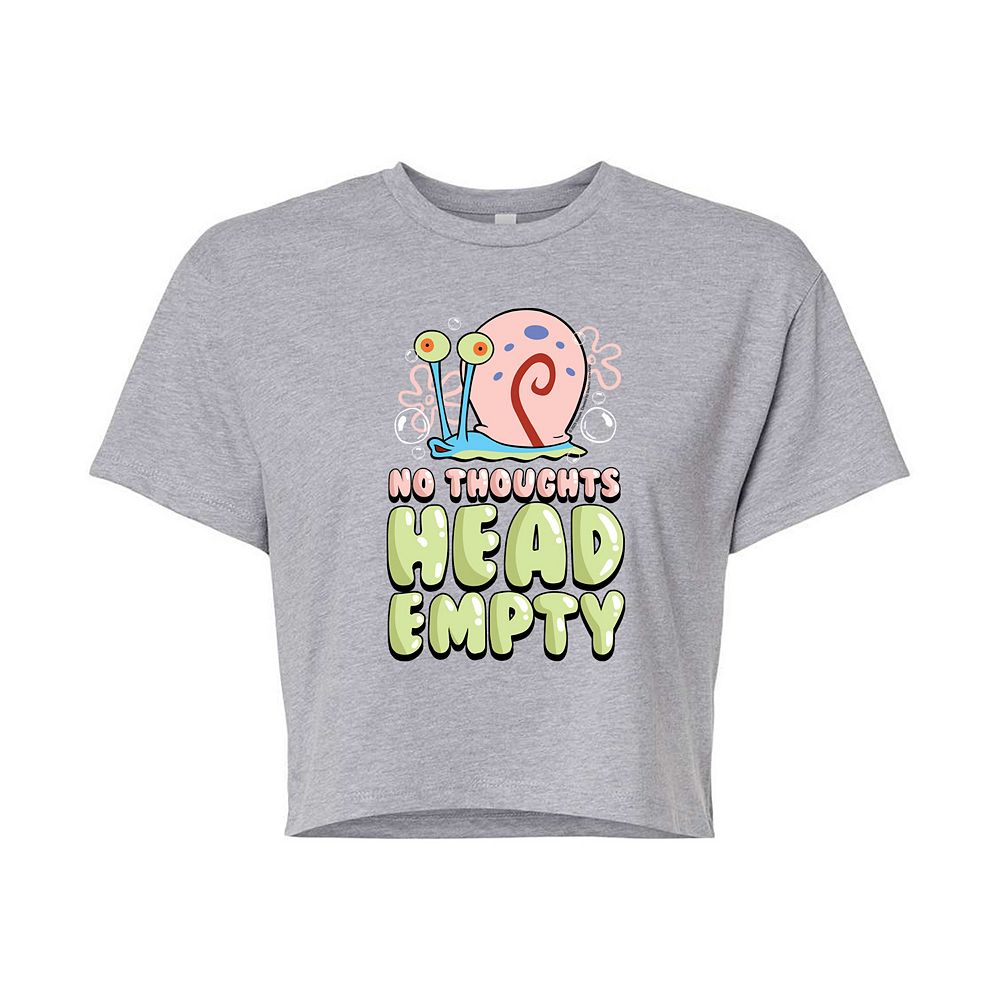 Juniors' SpongeBob SquarePants Gary Head Empty Cropped Tee