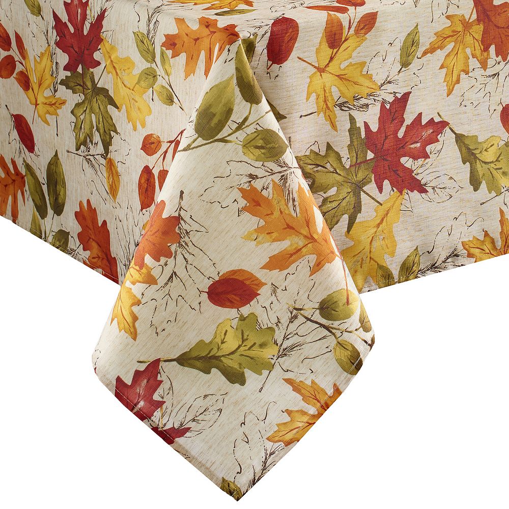 Elrene Home Fashions Autumn Leaves Fall Printed Rectangle Tablecloth