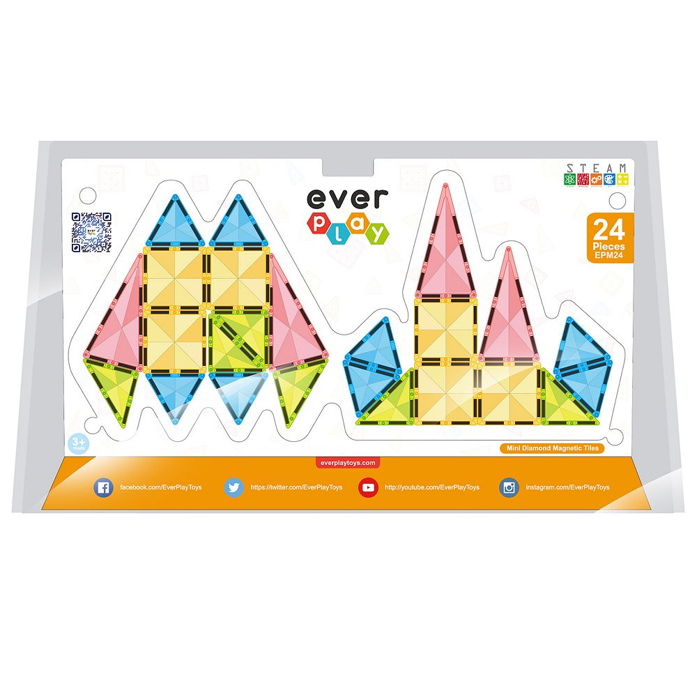 EverPlay 24 PC Travel Size Magnetic Tiles, Magnetic Building Blocks for ...