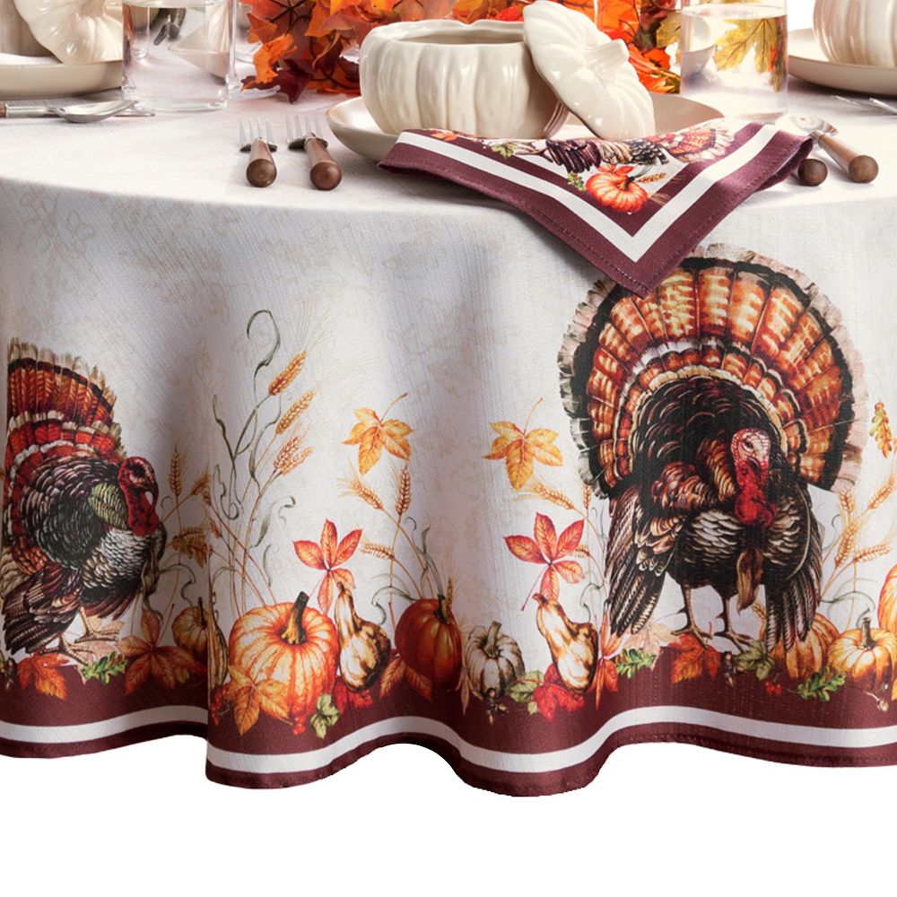 Elrene Home Fashions Autumn Heritage Turkey Engineered 60"x84" Oval ...