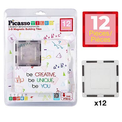 PicassoTiles 12 PC Clear Transparent, Magnetic Tiles, Magnetic Building ...
