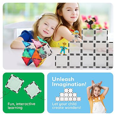 PicassoTiles 12 PC Clear Transparent, Magnetic Tiles, Magnetic Building ...