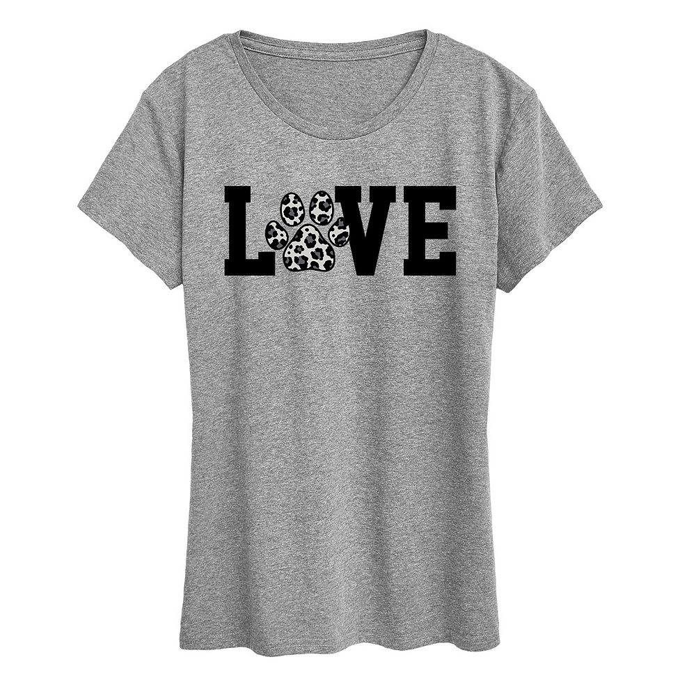 Women's Love Pawprint Snow Leopard Graphic Tee