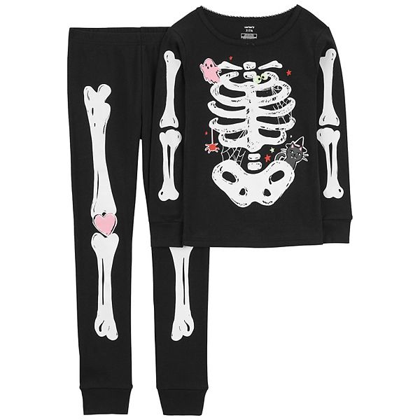 Girls 4-14 Carter's 2-Piece Glow Halloween Skeleton Cotton Pajama Set