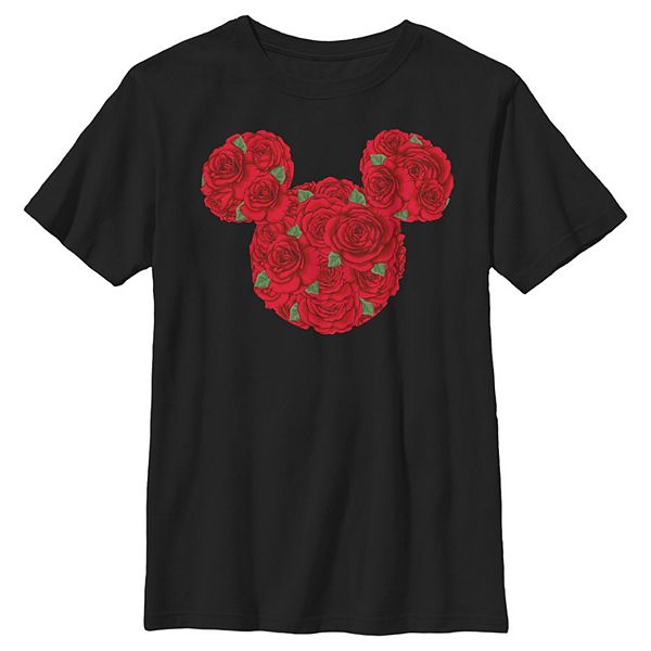 Boys Mickey Mouse Roses Filled Head Graphic Tee