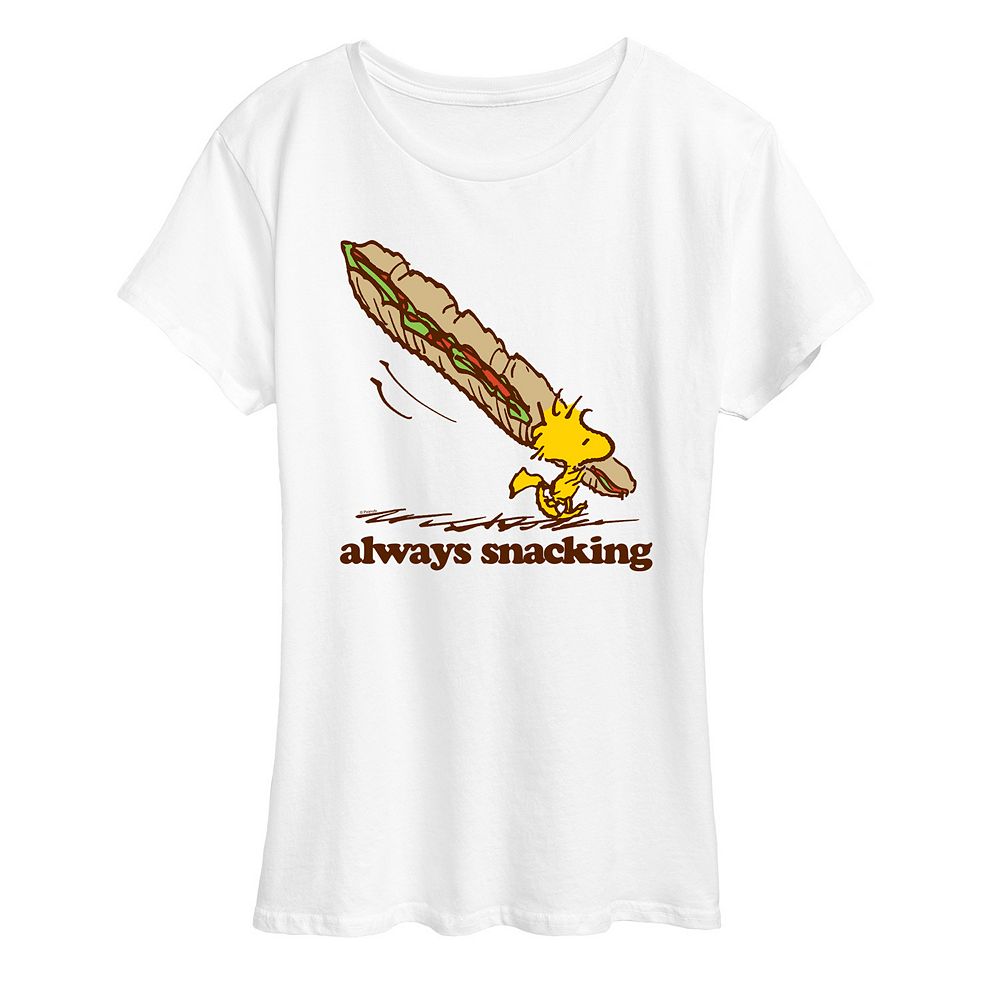 Women's Peanuts Woodstock Always Snacking Graphic Tee