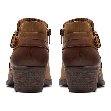Clarks® Charlten Rae Women's Buckle Detail Leather Ankle Boots