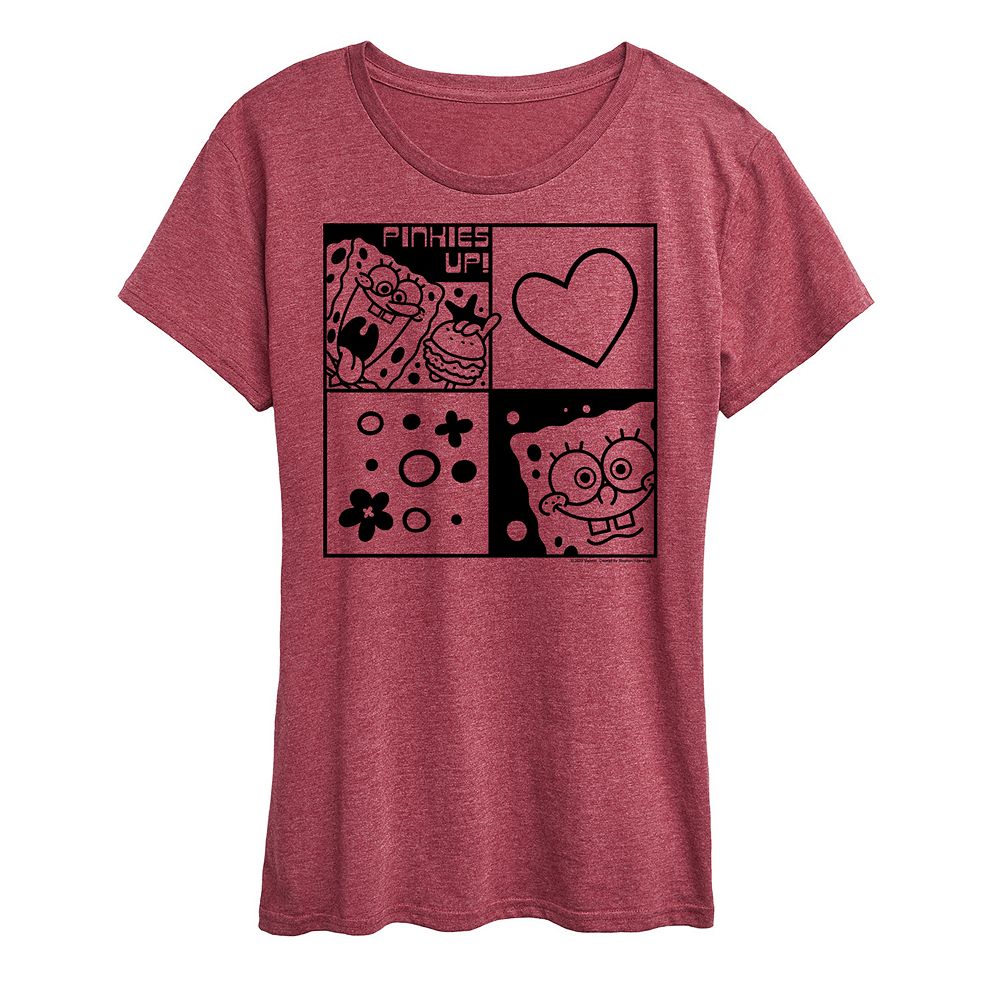Women's Spongebob Squarepants Character Grid Pattern Graphic Tee