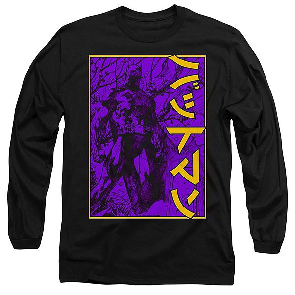 Batman Big Framed Kanji Long Sleeve Adult T-shirt