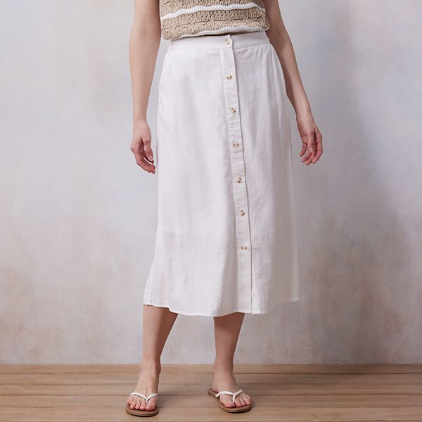 Women's LC Lauren Conrad Button Front A-Line Midi Skirt